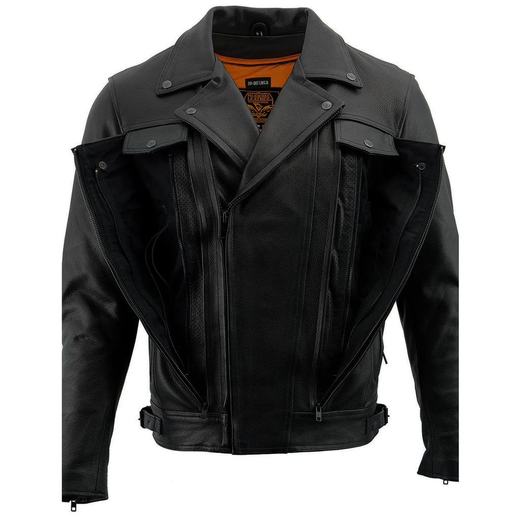 Milwaukee Leather LKM1720T Tall Vented Leather Jacket w/Utility Pocket ...